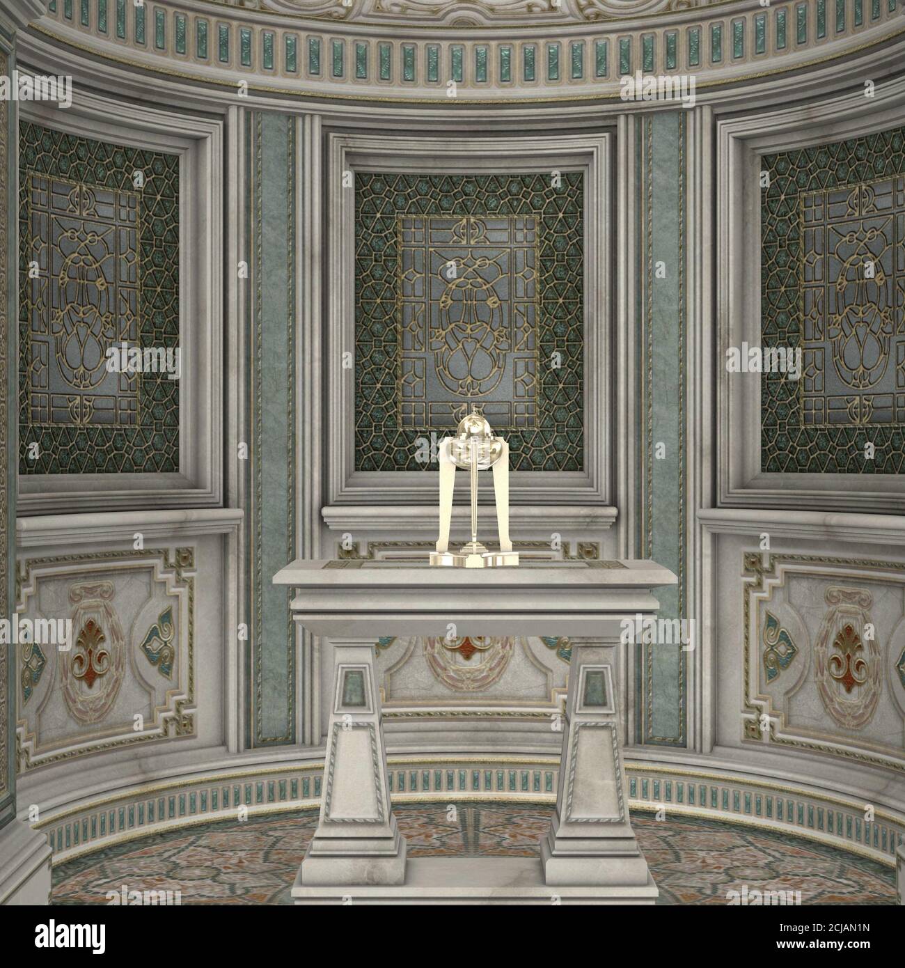 Digitally rendered old gothic crypt indoors, 3d illustration Stock ...