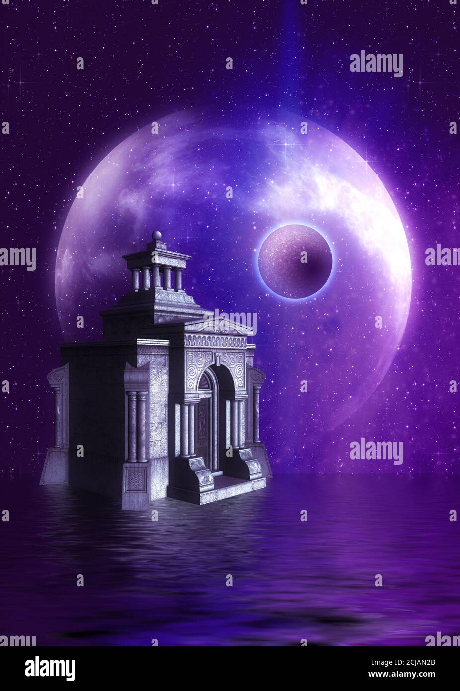 Old crypt or temple in the starry space, esoteric 3d illustration Stock ...