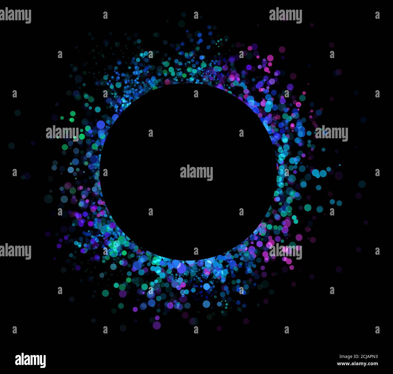 colorful abstract circle frame paint spatter or spray on black ...
