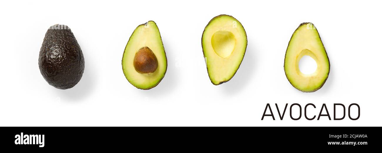 Modern creative avocado collage with simple text on solid color ...