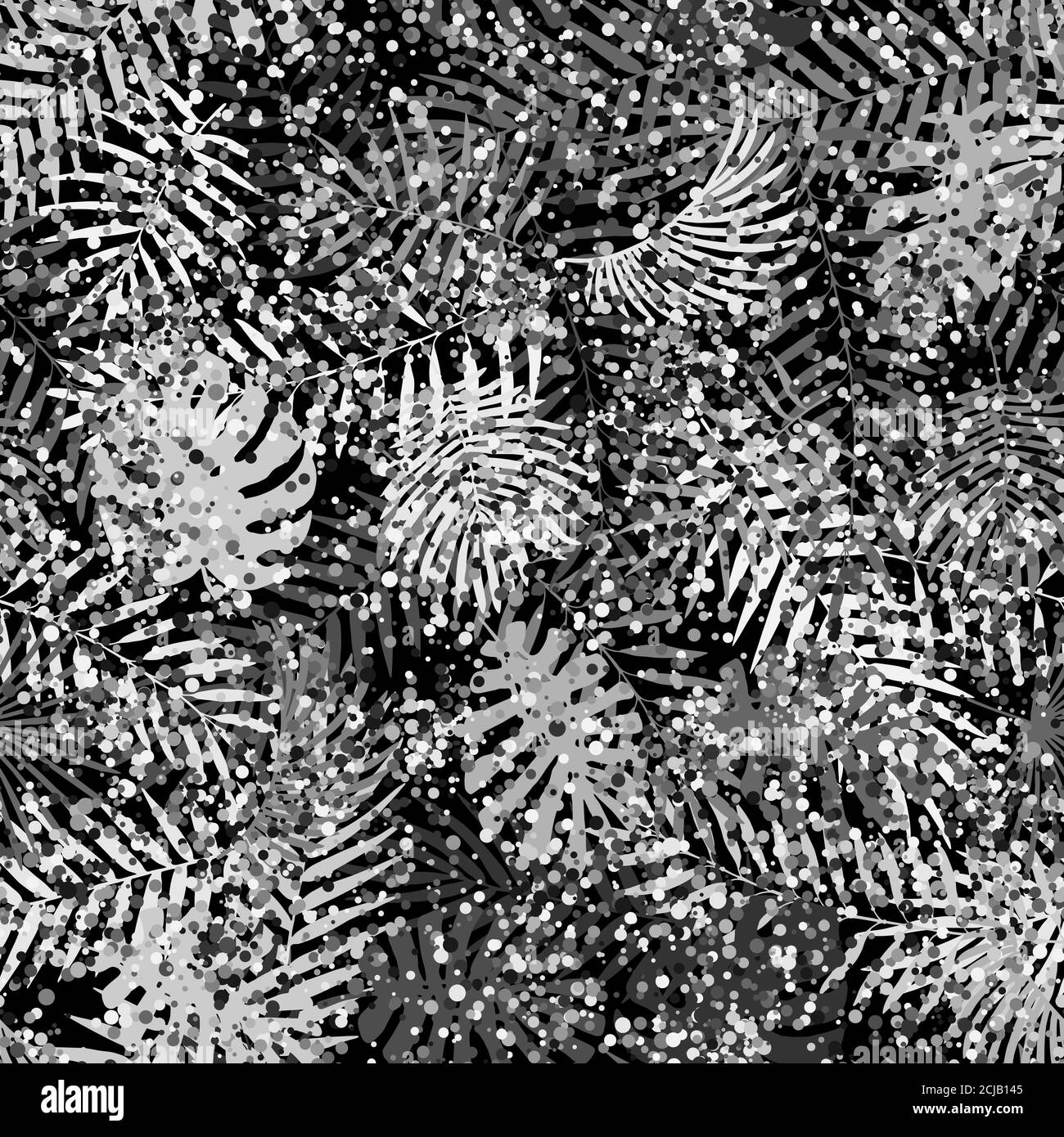 Modern monotone black and white leaves with foliage pattern background ...