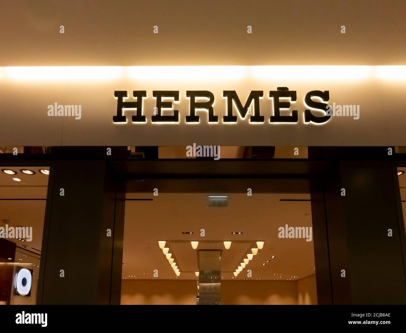 PARIS, FRANCE - September Circa, 2020. Hermes shop at duty free ...