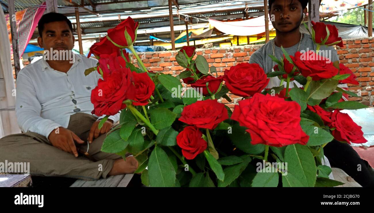 DISTRICT KATNI, INDIA - AUGUST 12, 2019: Asian vender selling beautiful ...