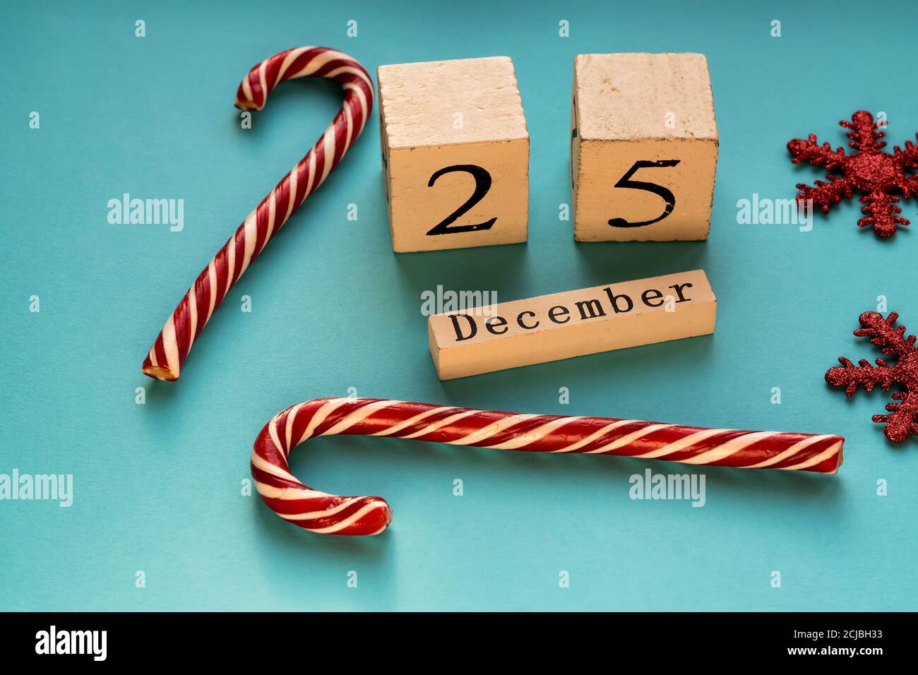 Wooden block calendar showing 25th of December. Christmas holiday ...