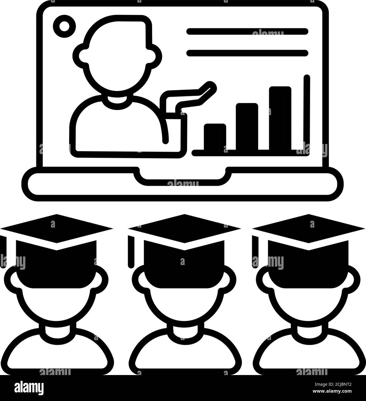 Online lecture black linear icon Stock Vector Image & Art - Alamy