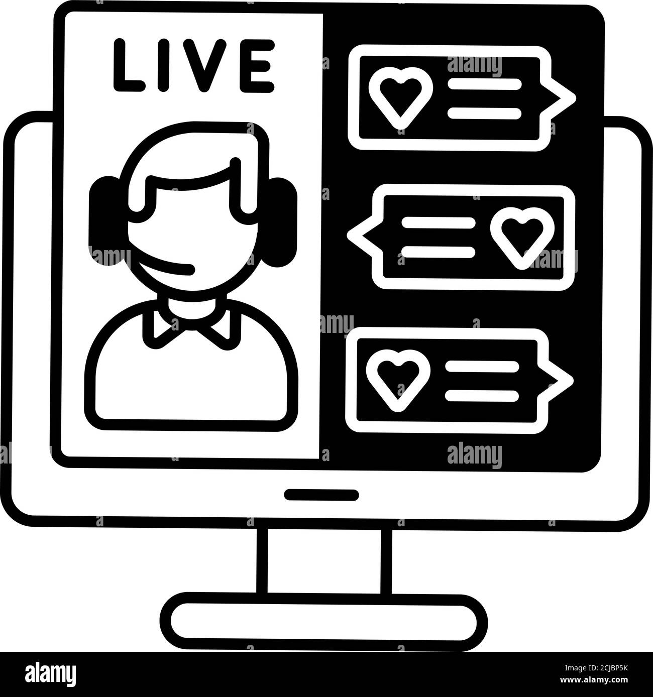 Live streaming black linear icon Stock Vector Image & Art - Alamy
