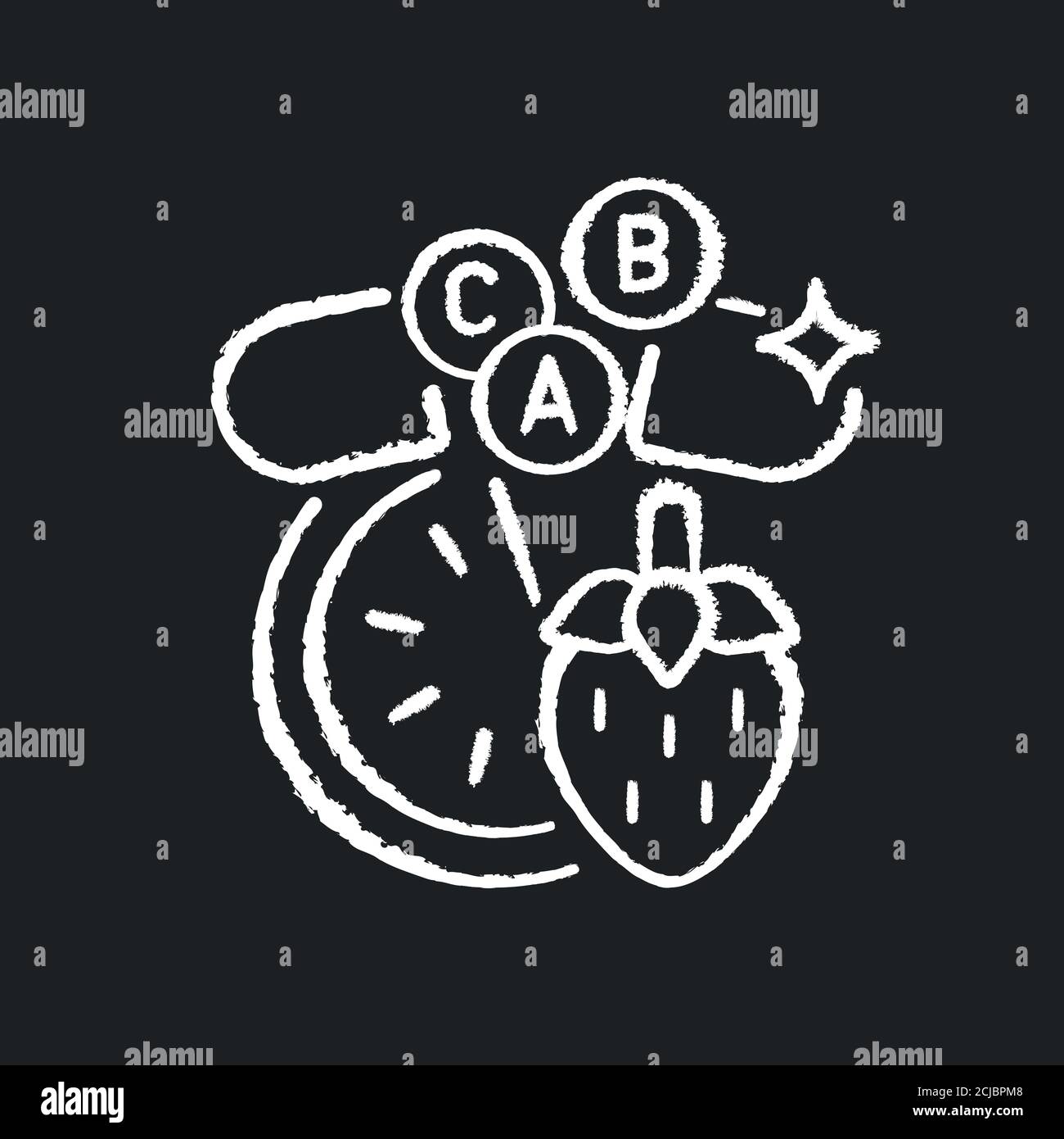 Vitamins and minerals chalk white icon on black background Stock Vector ...