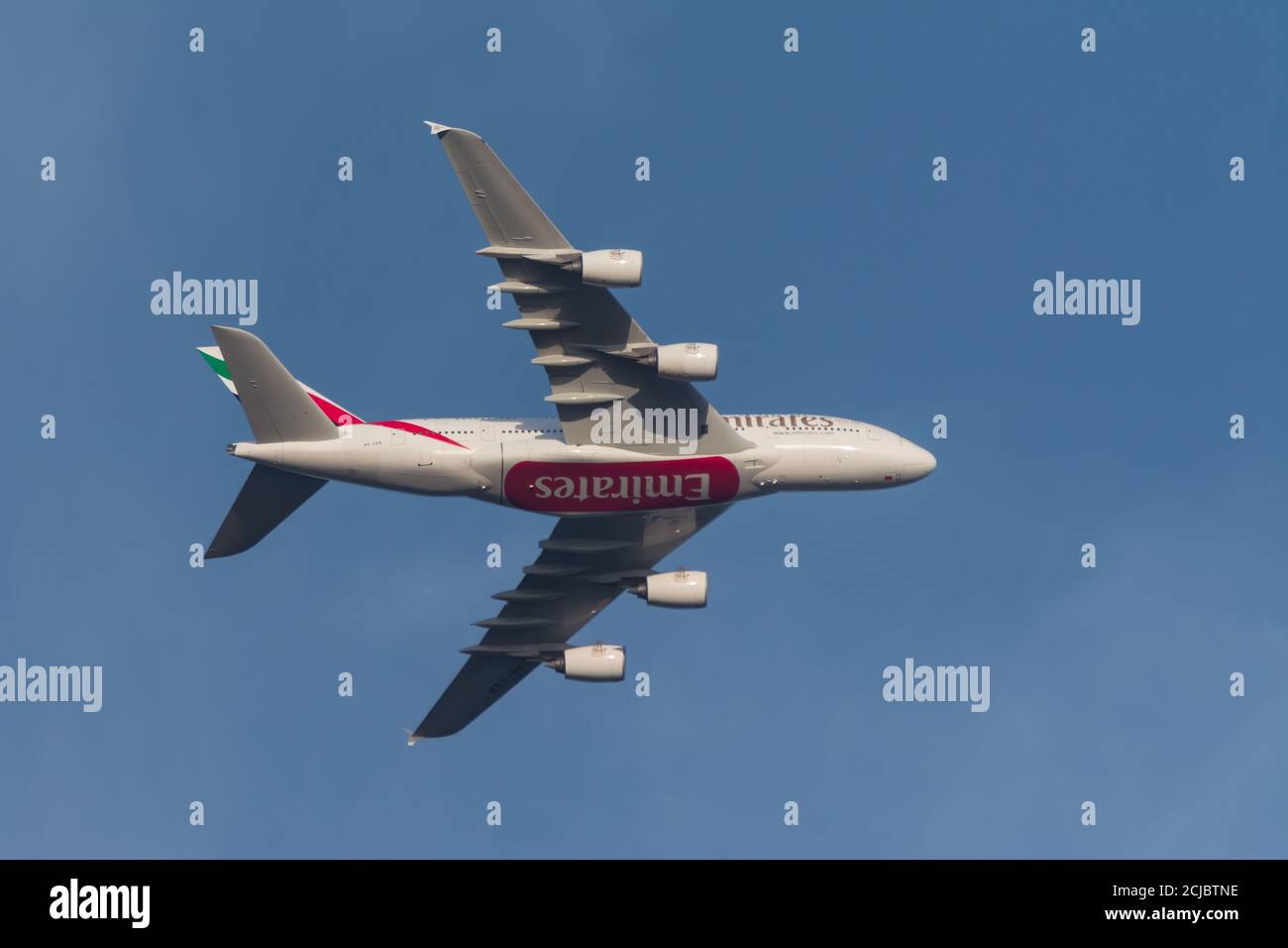 An Emirates Airlines, super jumbo - Airbus A380 passenger aircraft in ...