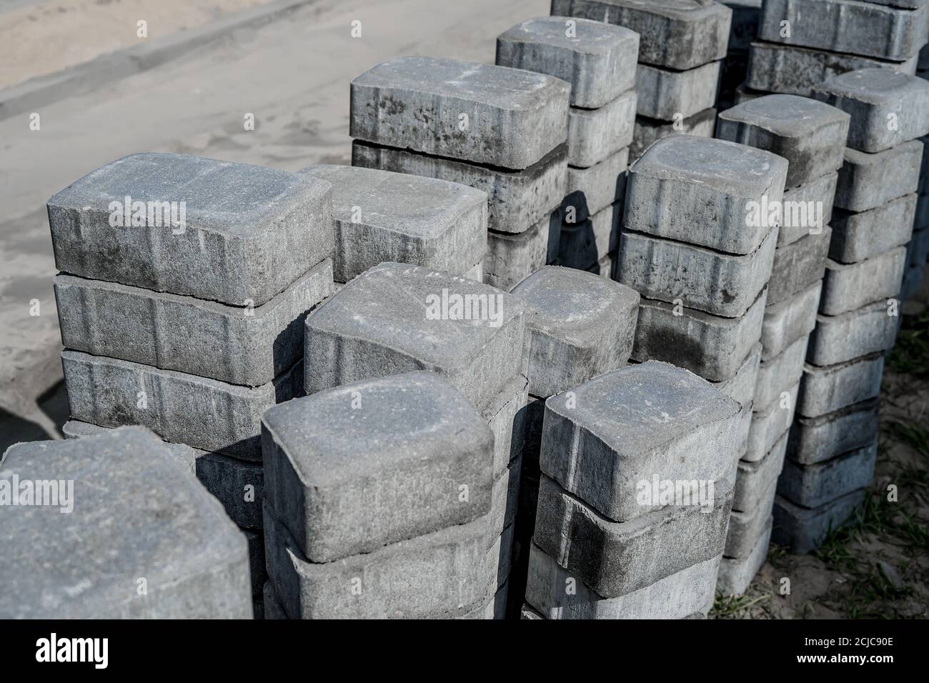 grey concrete paving slabs in a stack Stock Photo - Alamy