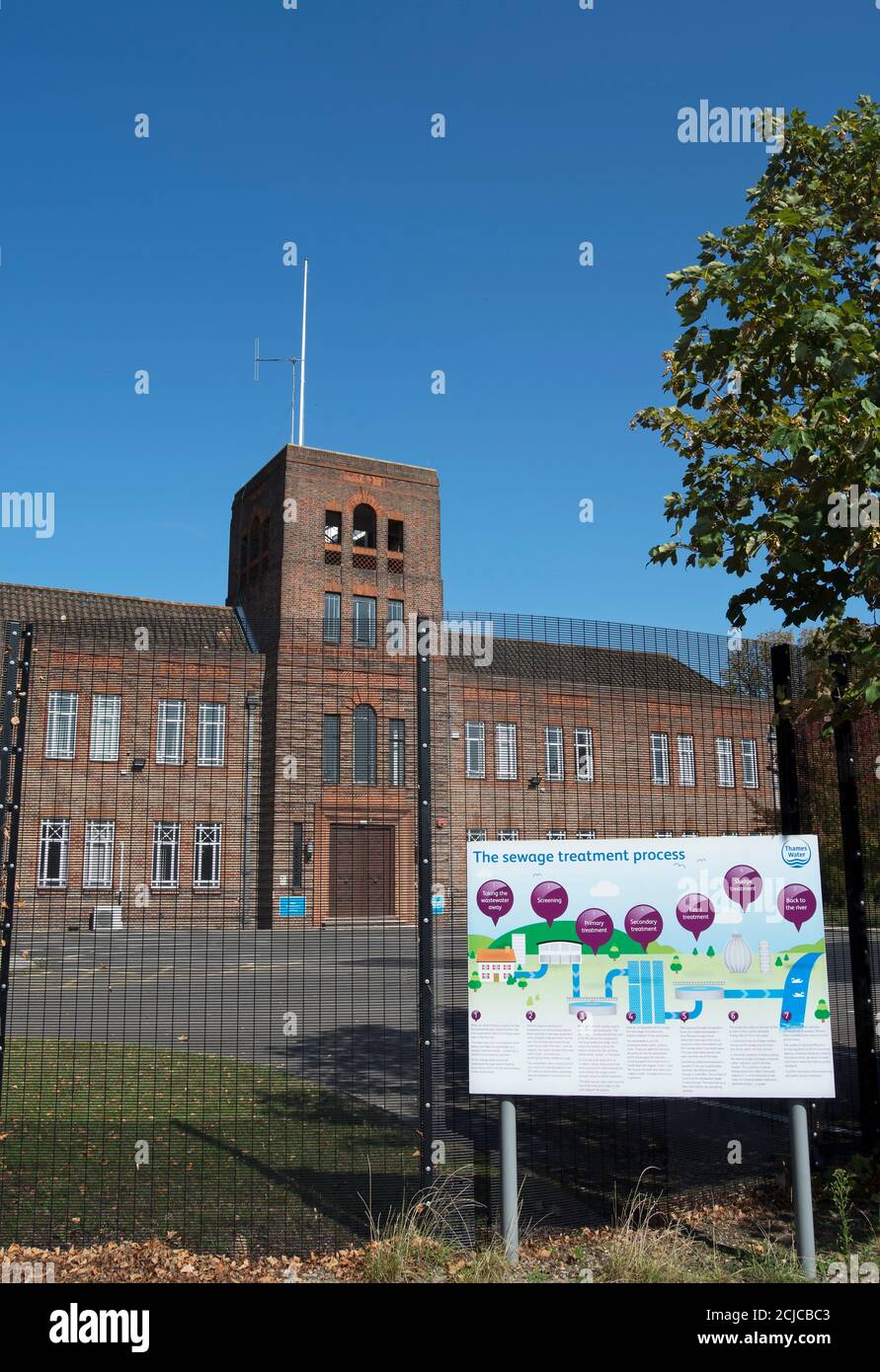 information board outside mogden sewage treatments works, isleworth, london, england, describing ...