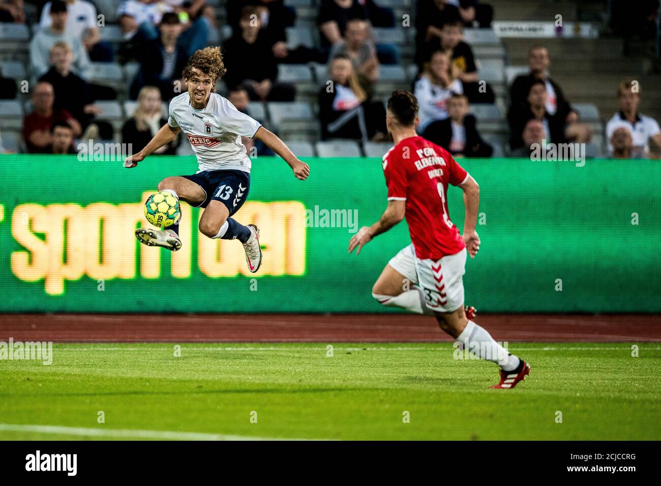 Aarhus, Denmark. 14th Sep, 2020. Alexander Munksgaard (13) of AGF seen ...
