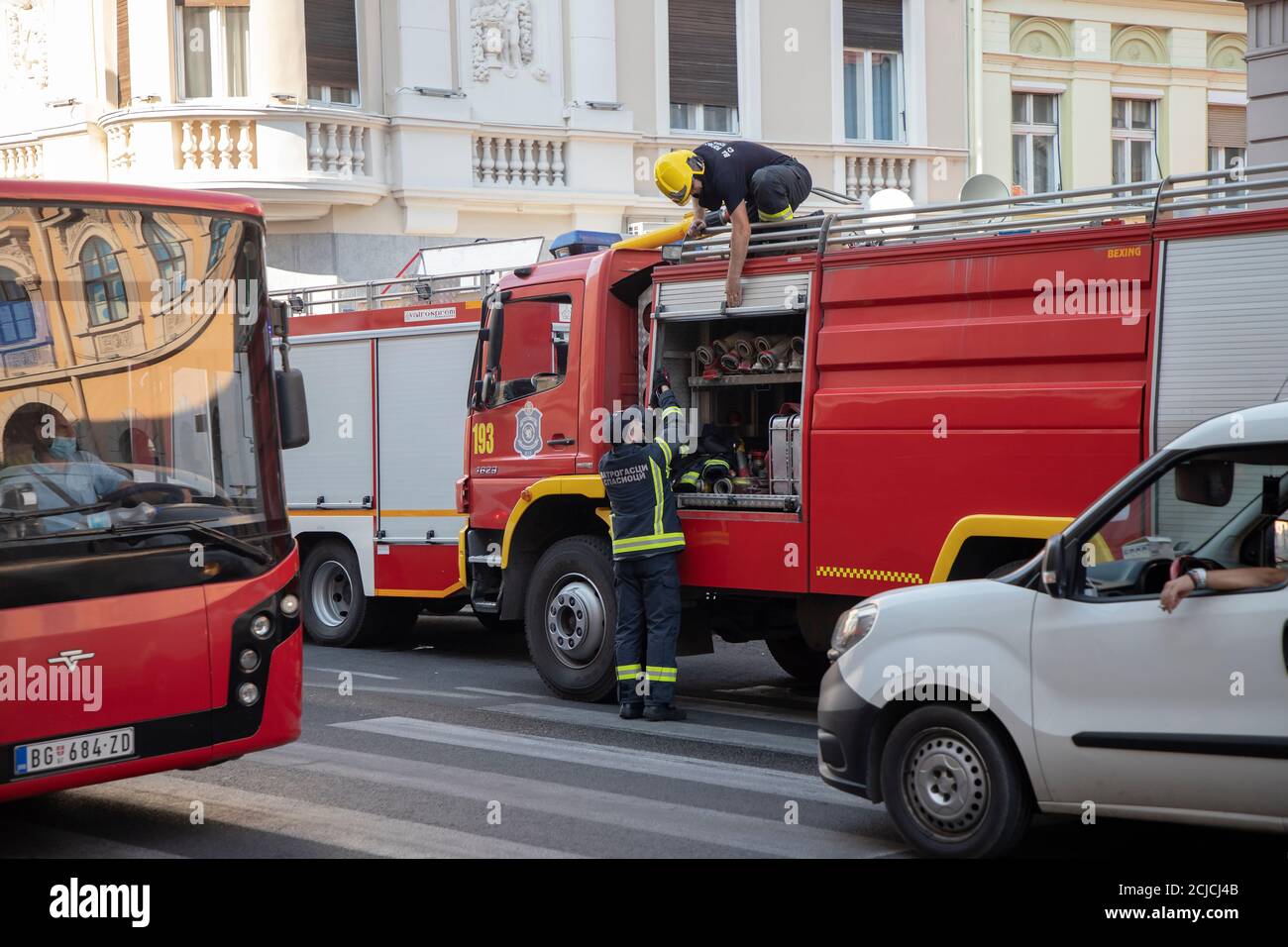 Belgrade, Serbia. 14th Sep, 2020. Firefighters minor intervention on a ...