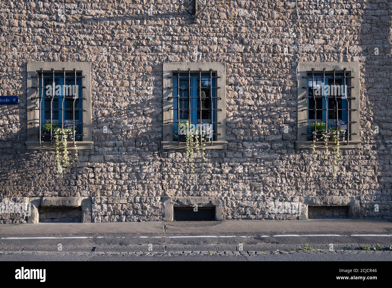 Windows in a stone house Stock Photo - Alamy