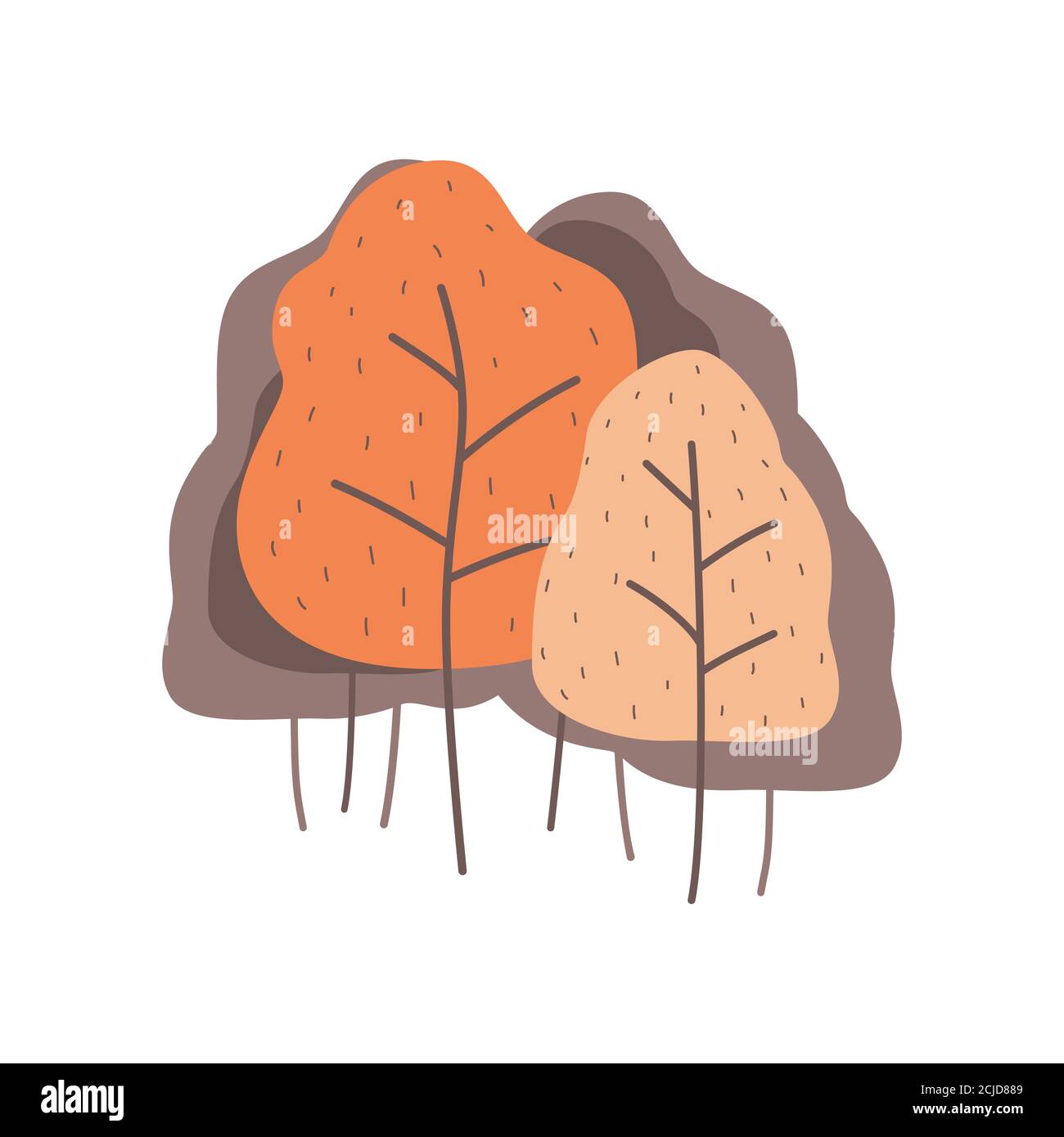 Autumn trees colorful vector illustration. Tree group in color, cute ...