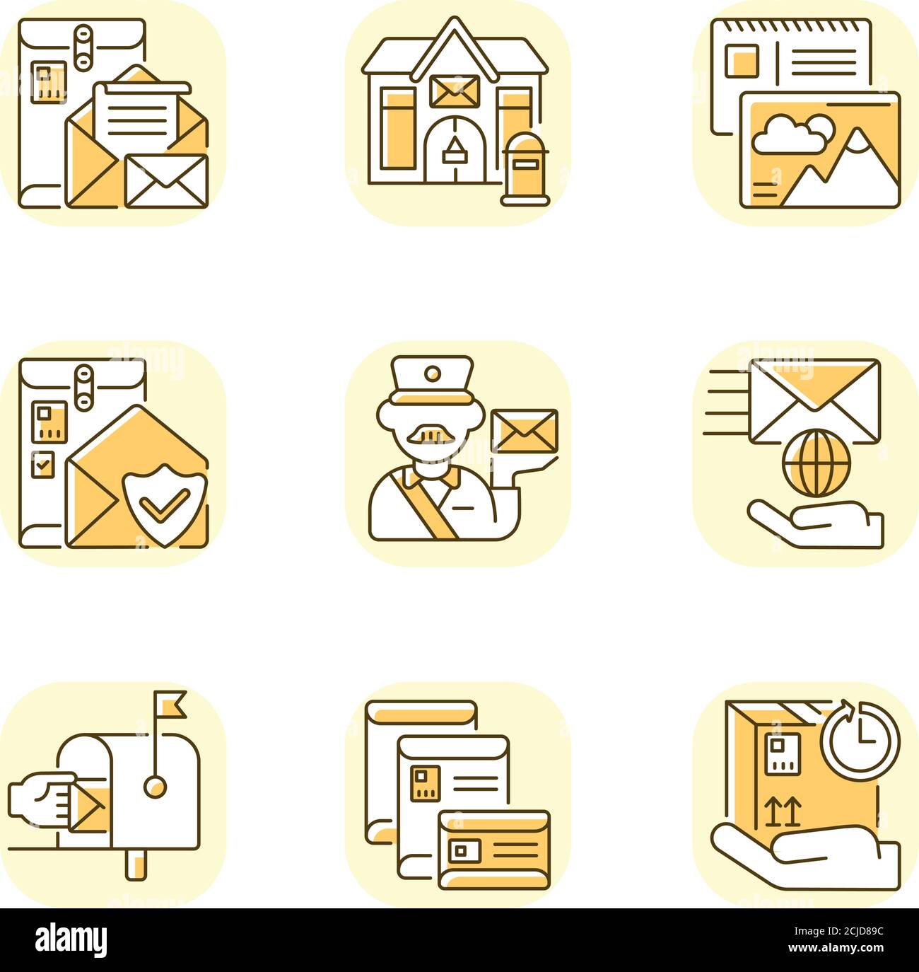 Post office yellow RGB color icons set Stock Vector Image & Art - Alamy