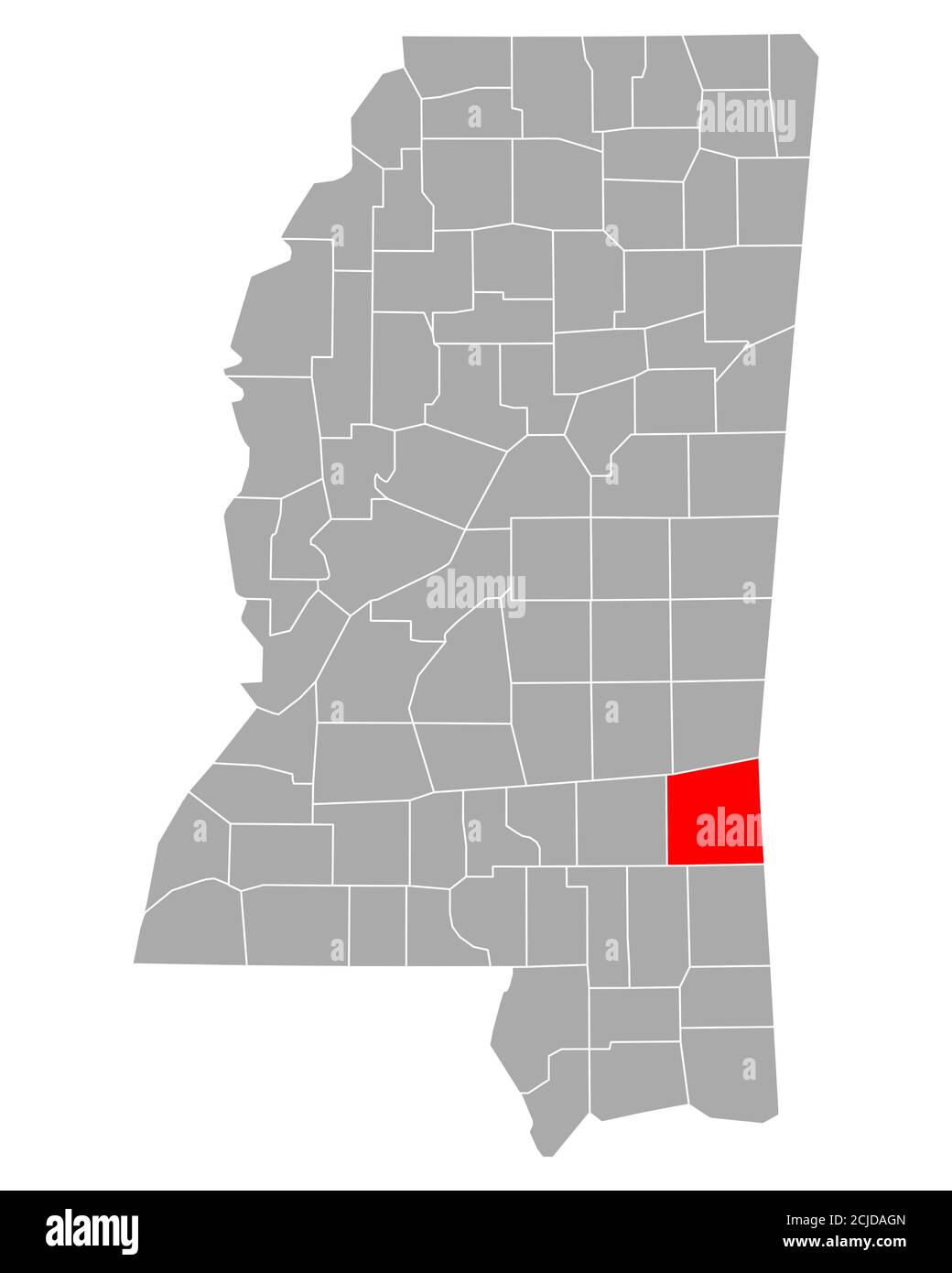 Map of Wayne in Mississippi Stock Photo - Alamy