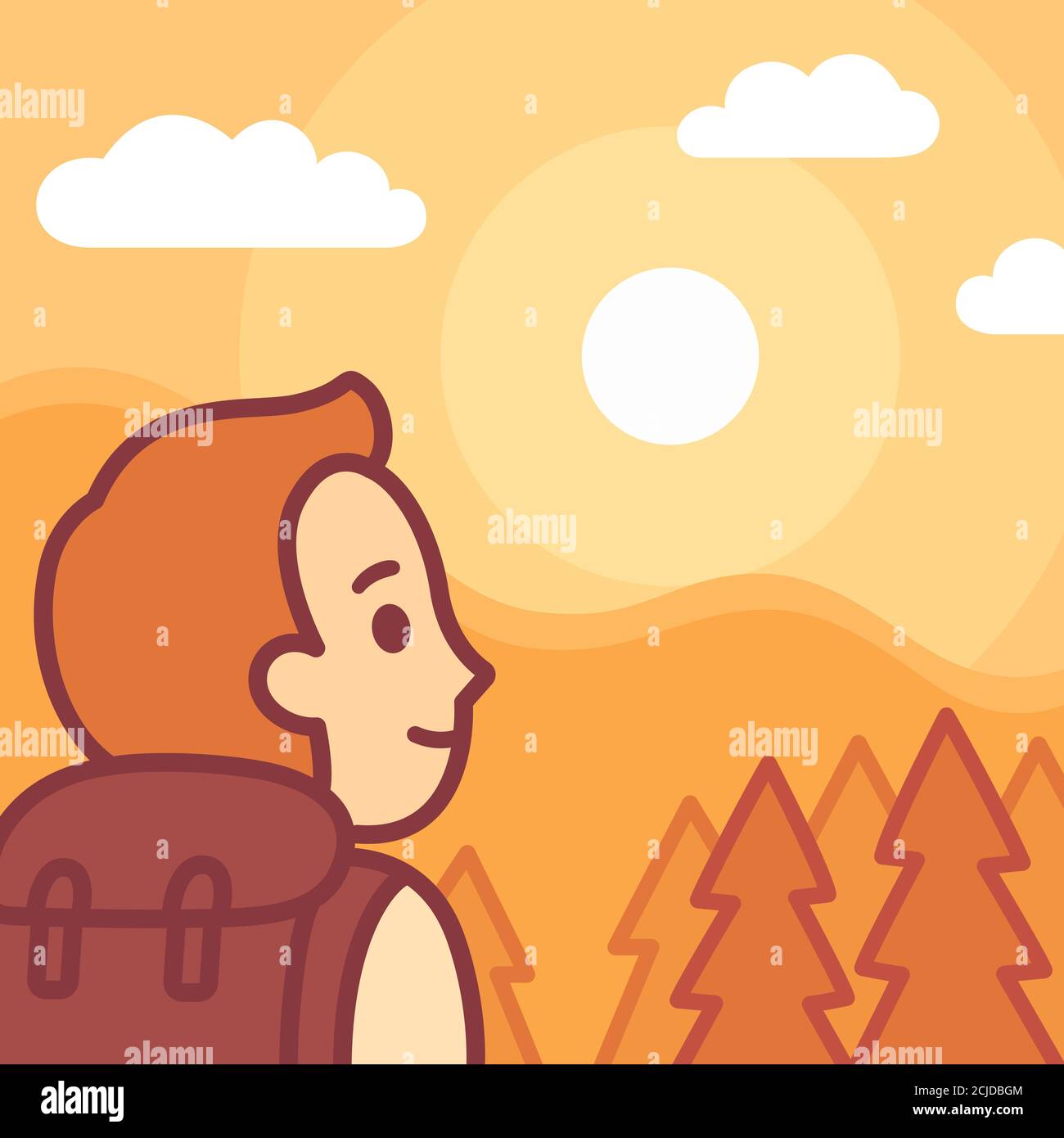 Cartoon man hiking in Stock Vector Images - Alamy