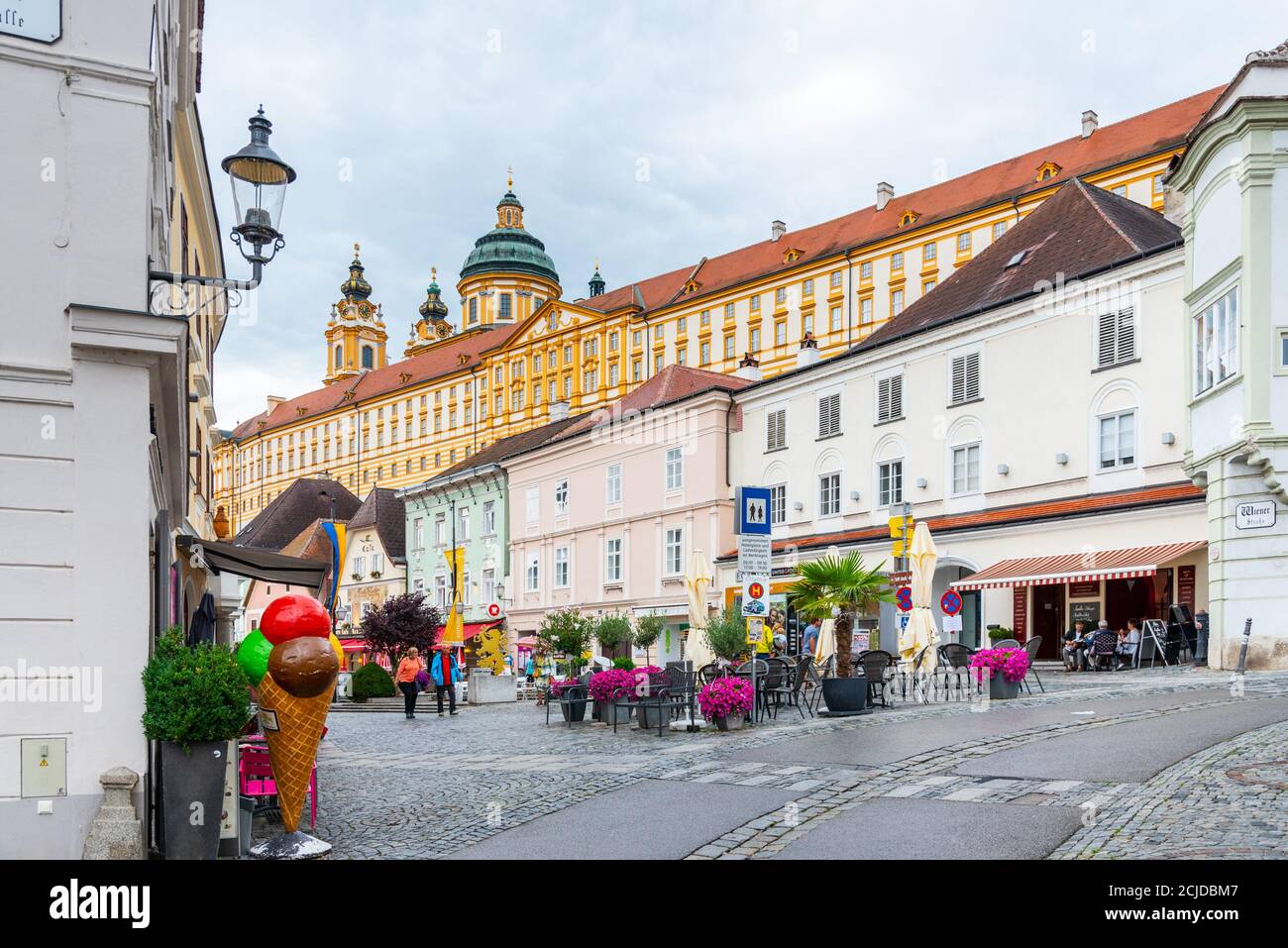 Melk town square melk abbey hi-res stock photography and images - Alamy