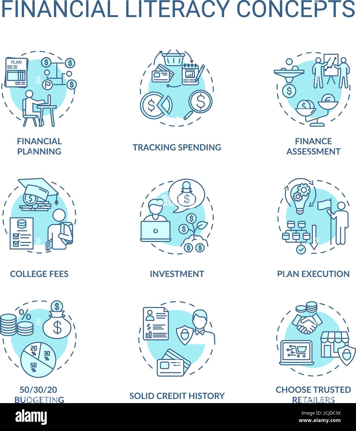 Financial literacy concept icons set Stock Vector Image & Art - Alamy