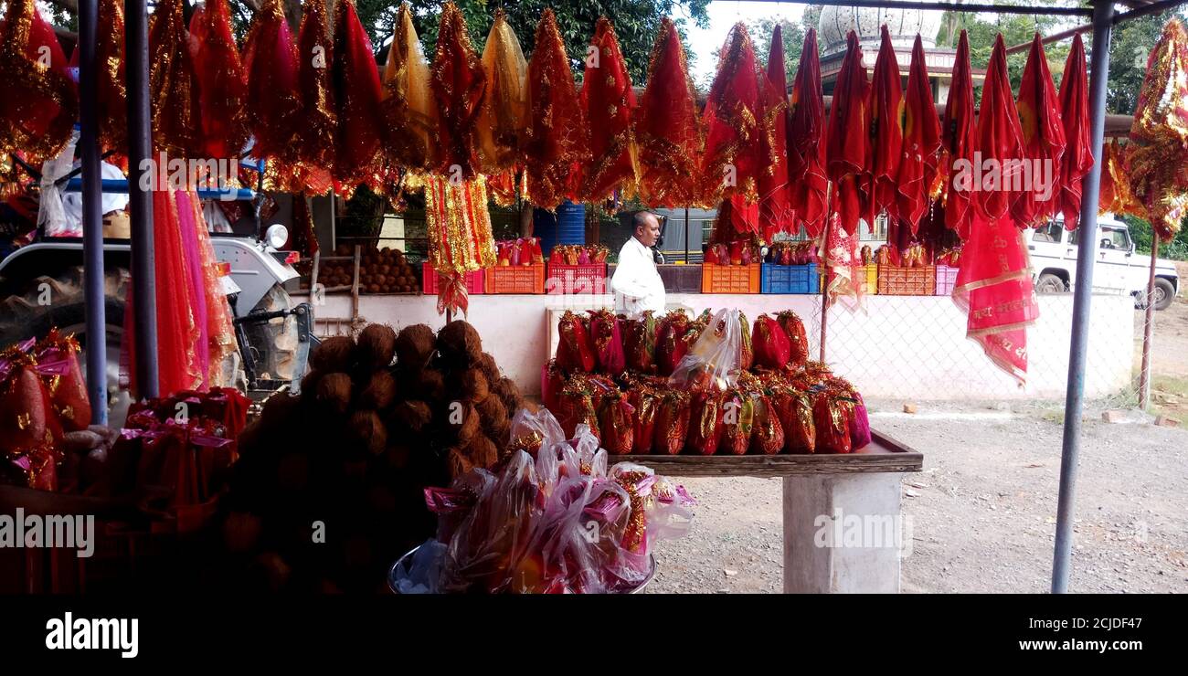 DISTRICT KATNI, INDIA - OCTOBER 13, 2019: Hindu religious product ...