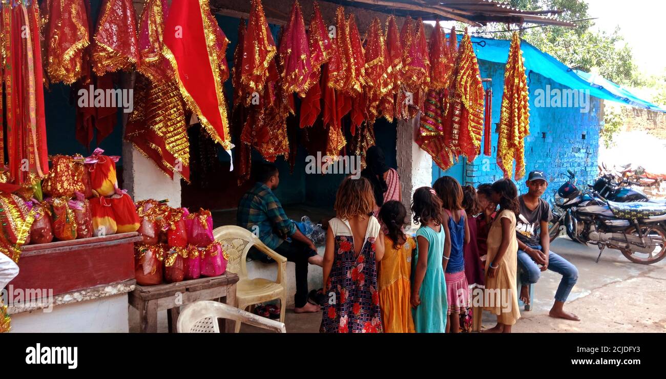 DISTRICT KATNI, INDIA - OCTOBER 13, 2019: Indian poor childrens begging ...
