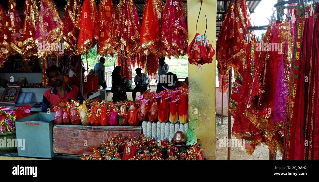 DISTRICT KATNI, INDIA - OCTOBER 13, 2019: Hindu religious goods ...
