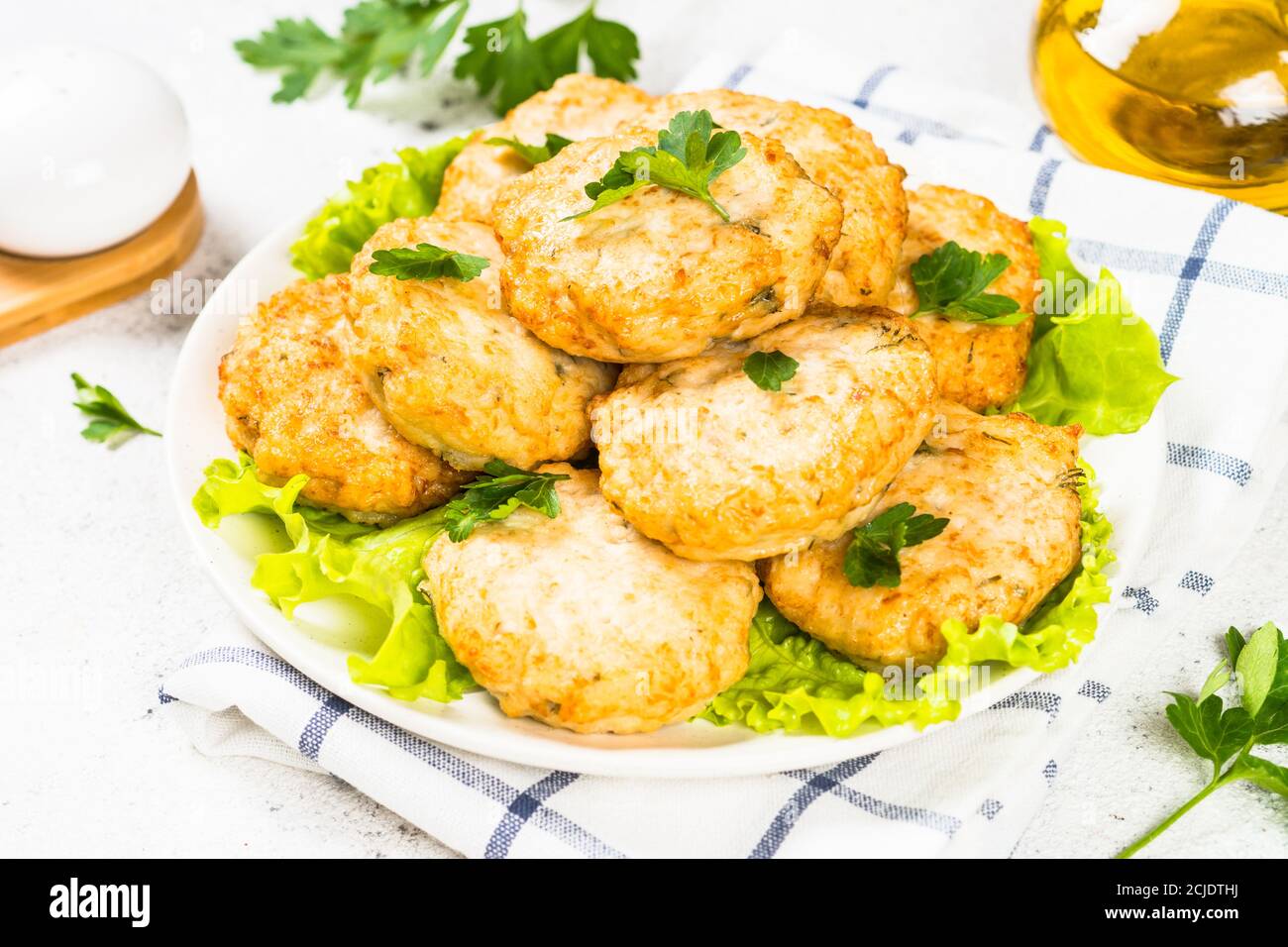 Chicken cutlet in the plate Stock Photo - Alamy