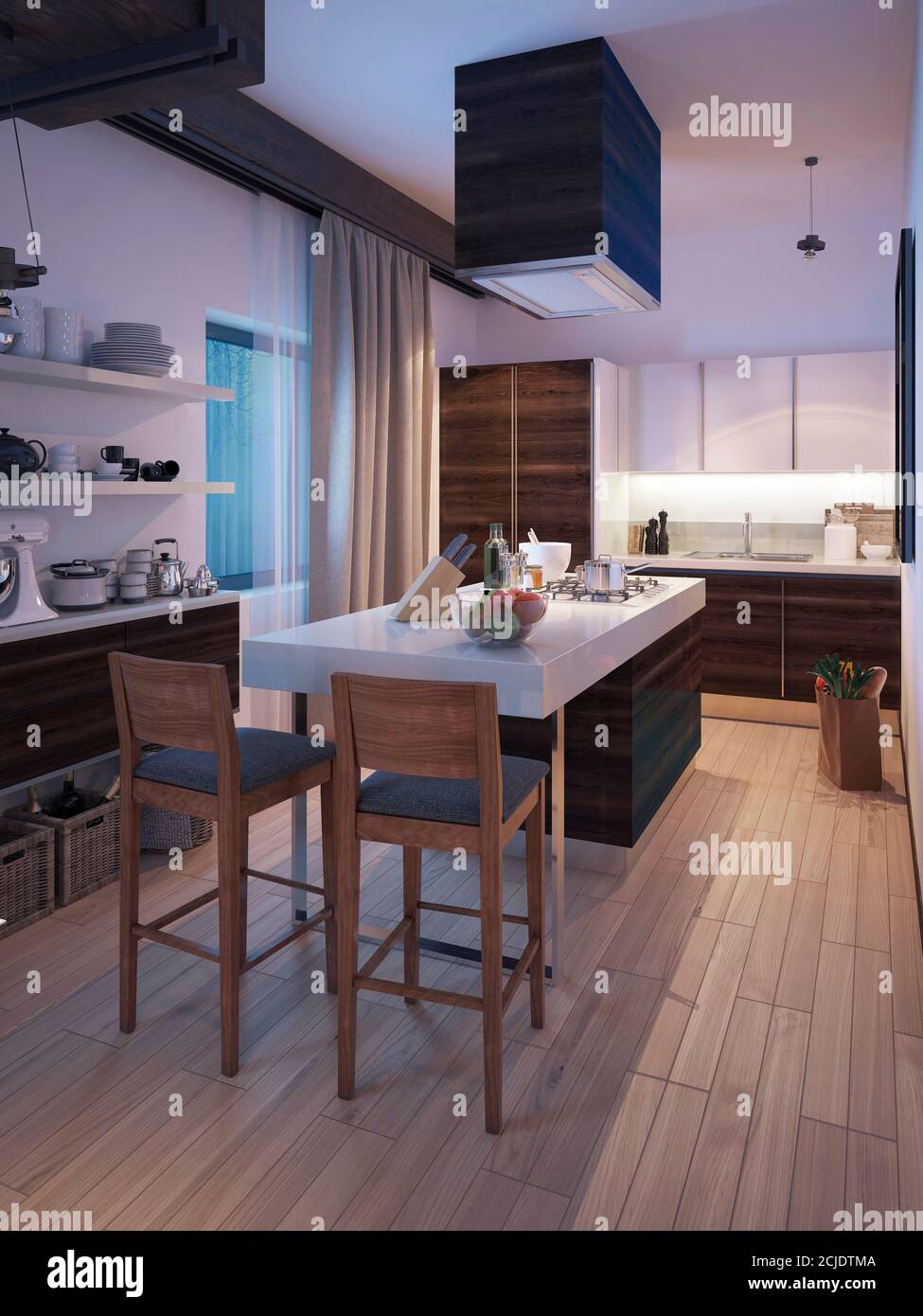 Kitchen in a modern style, 3d images Stock Photo - Alamy