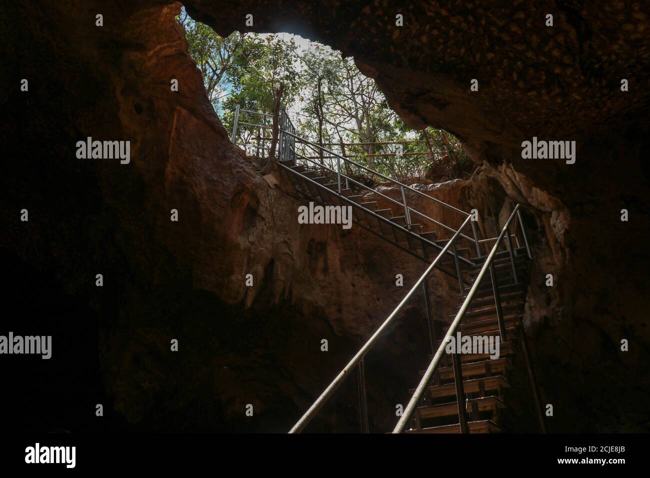 Stainless steel staircase in the cave. Stainless steel staircase to GOA ...