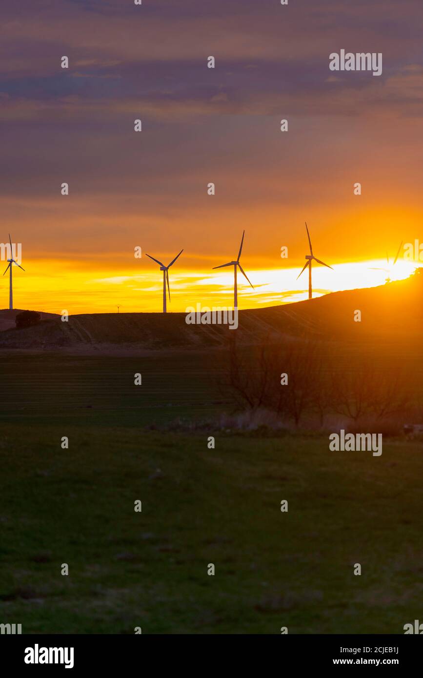 Spain wind farm sunset hi-res stock photography and images - Alamy