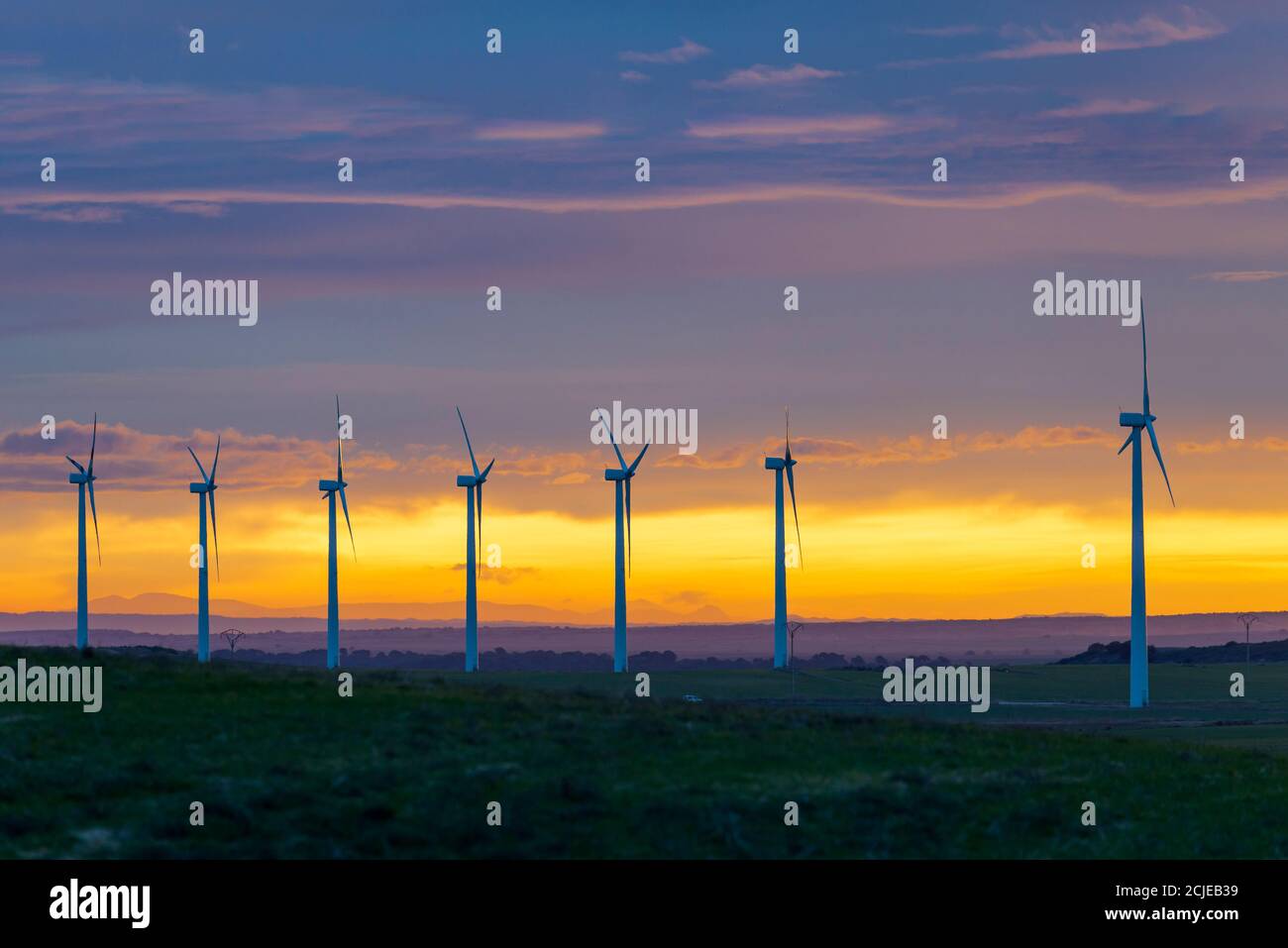 Spain wind farm sunset hi-res stock photography and images - Alamy