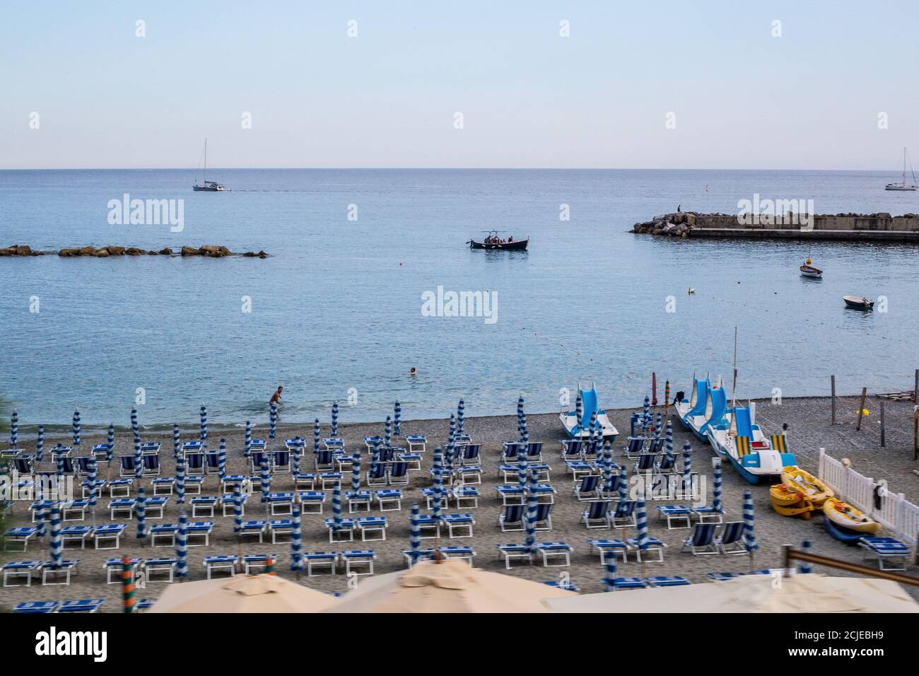 Monterosso al Mare, Italy - July 8, 2017: View of Fegina Beach ...