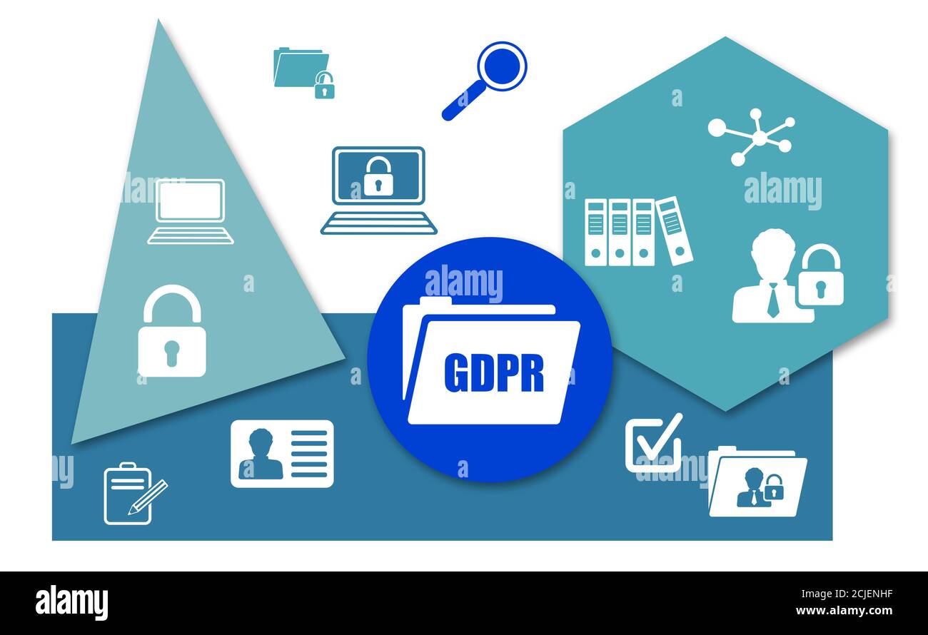 Concept of gdpr with icons on geometric shapes background Stock Photo ...