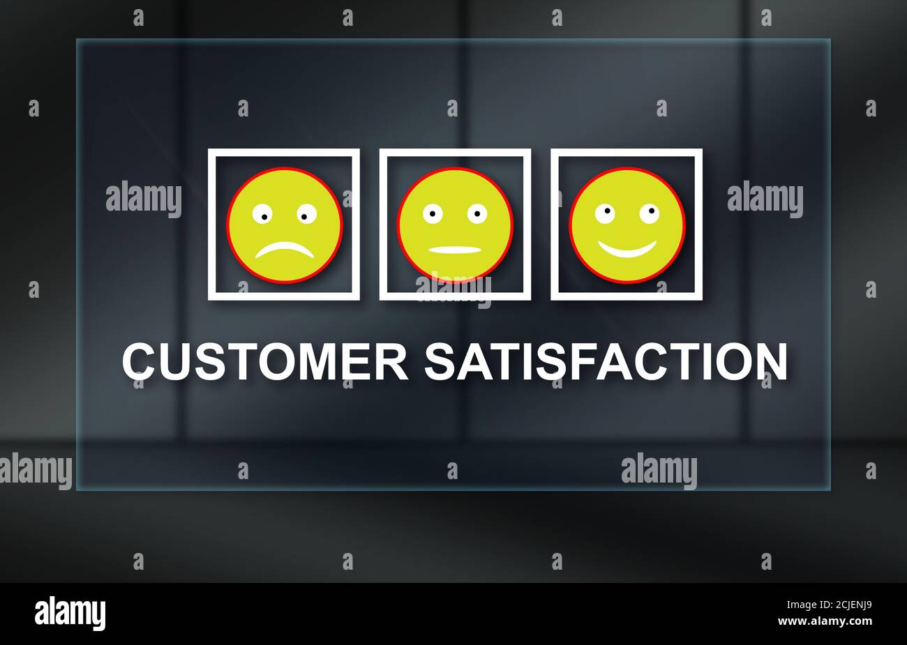 Customer satisfaction concept on dark background Stock Photo - Alamy
