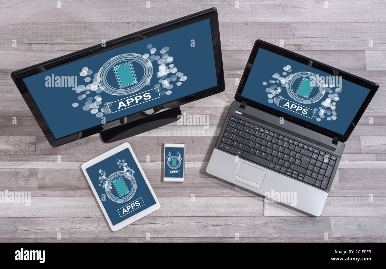 Apps concept shown on different information technology devices Stock Photo - Alamy