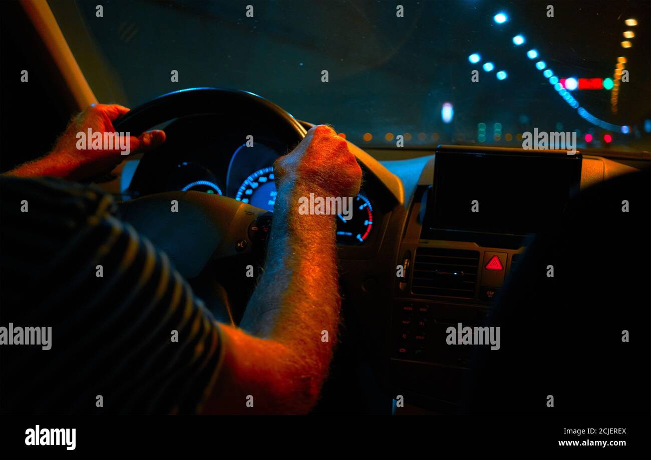 senior man driving in his car interior view inside gallery Stock Photo ...