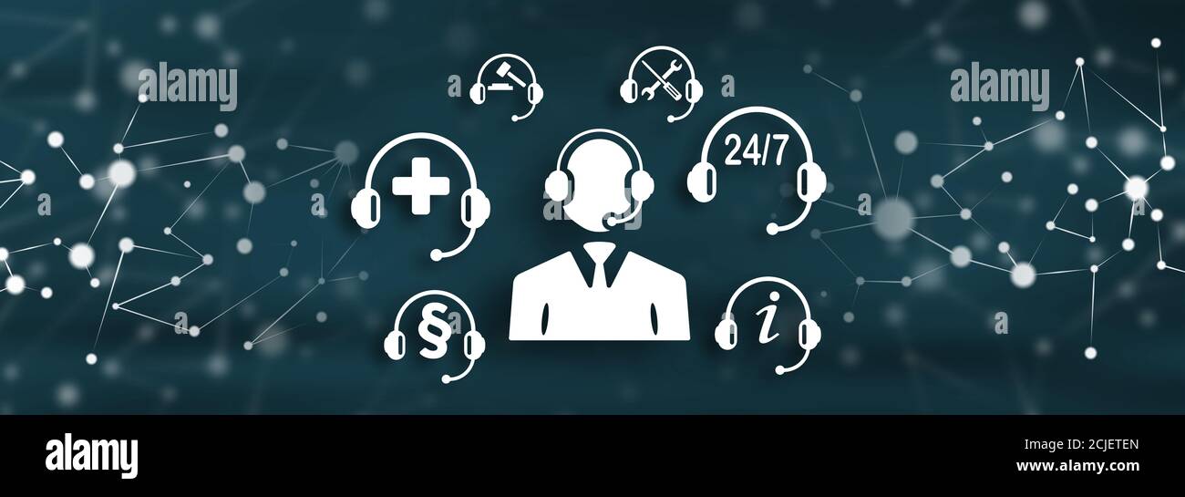 Illustration of a help desk concept Stock Photo - Alamy