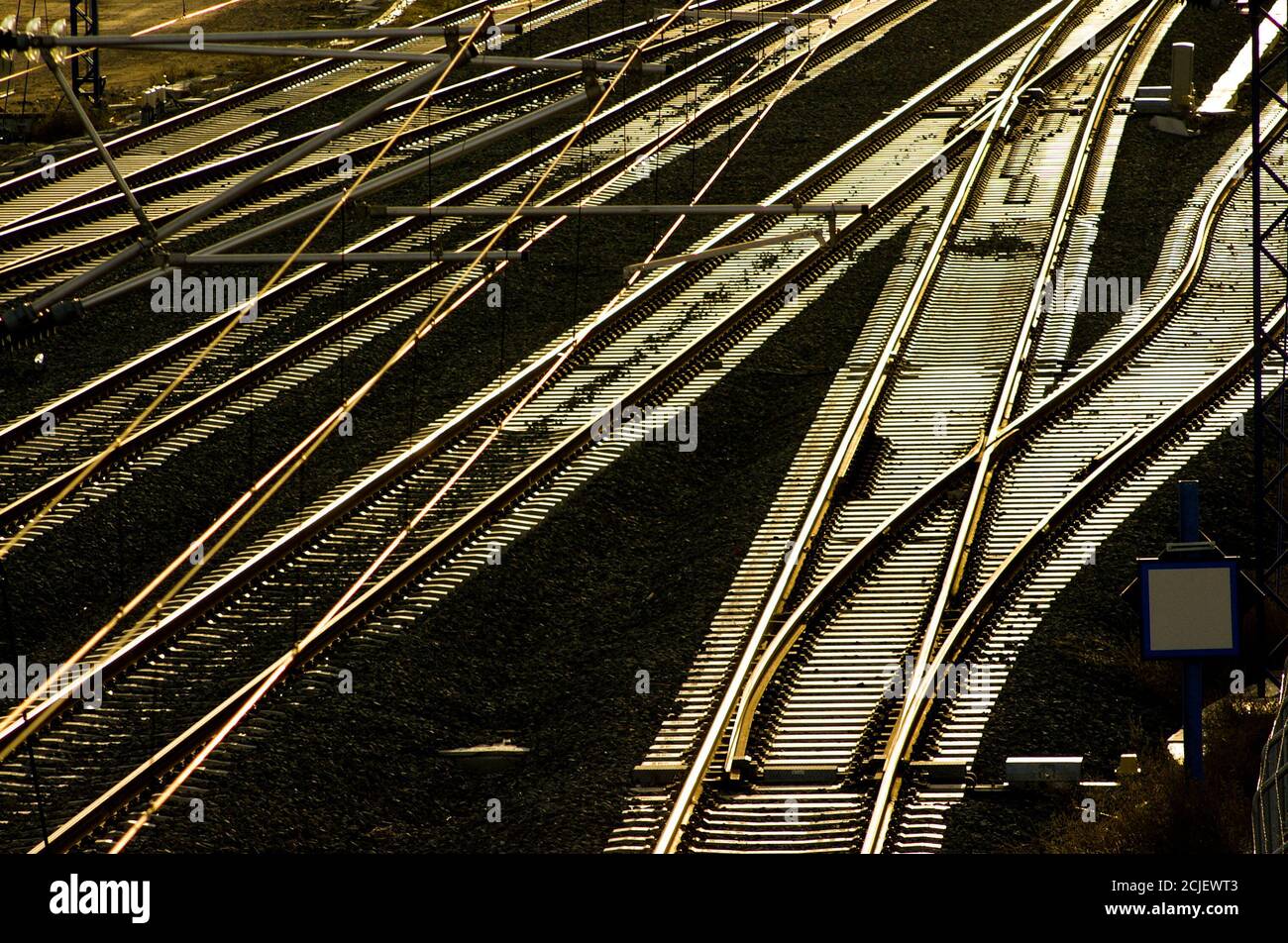 Illuminated railway lines hi-res stock photography and images - Alamy