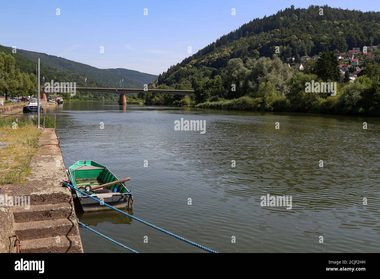 Closeup shot of a bridge over Neckar in the town of Eberbach Stock ...
