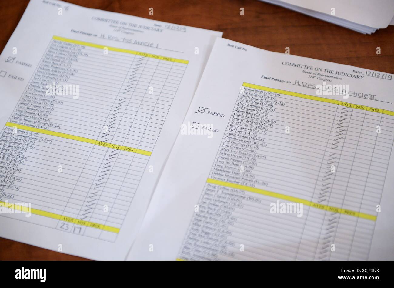 House of representatives vote tally hi-res stock photography and images ...