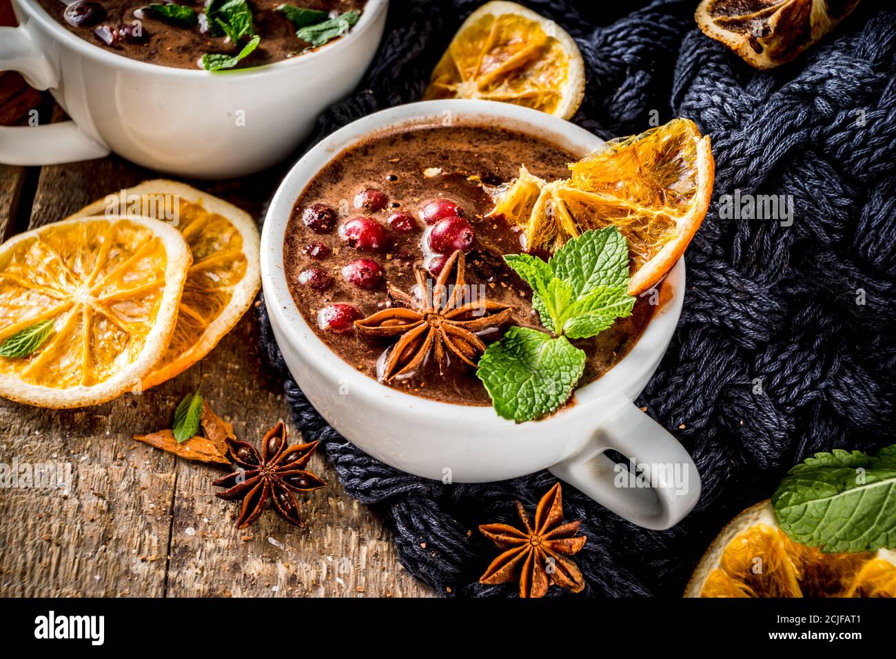 Mulled wine hot chocolate. Hot cocoa drink with traditional mulled wine ...