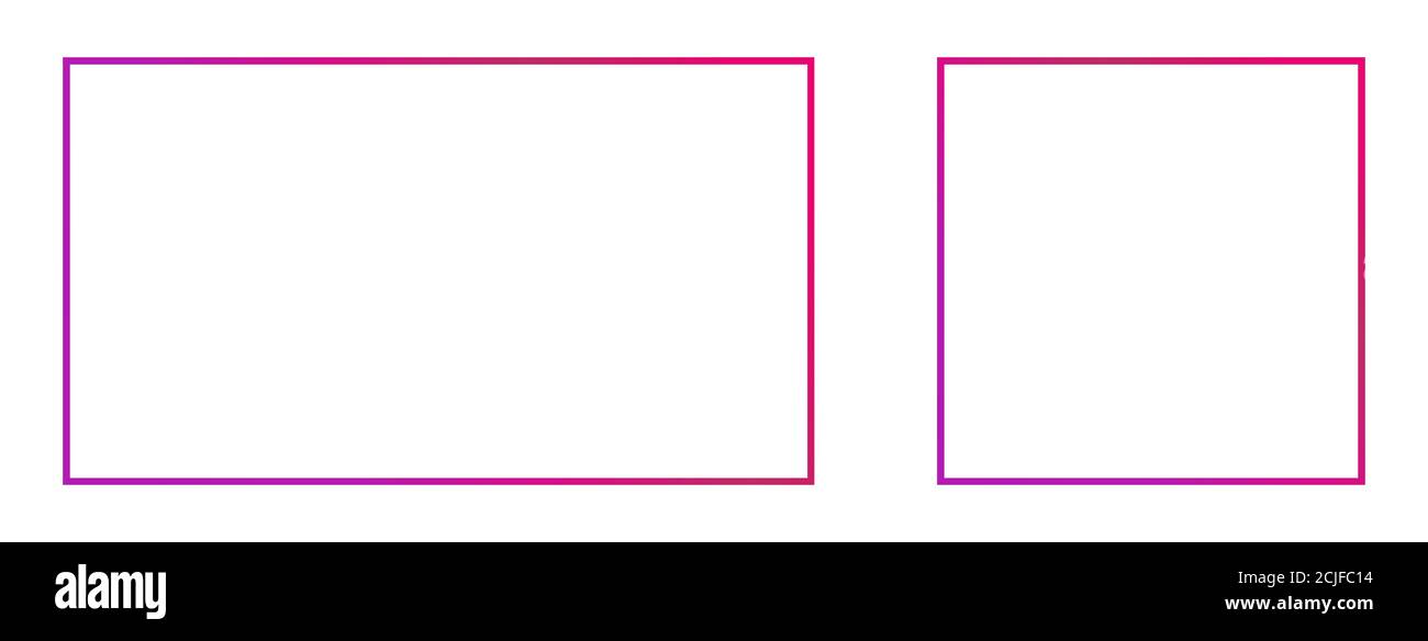 Thin color empty vector frame isolated on white background. Modern ...