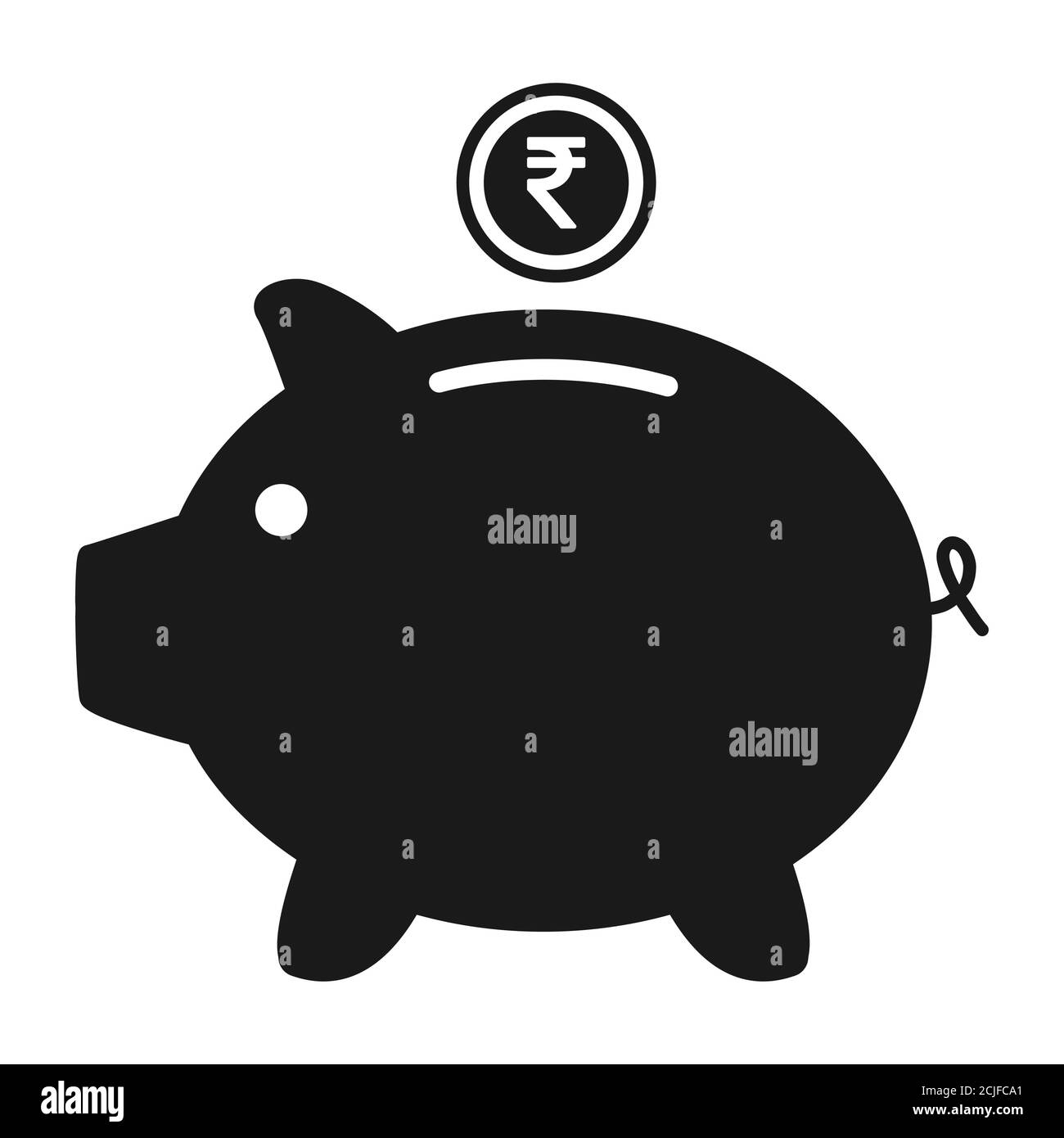 Piggy bank flat icon vector with rupee symbol. Money income Stock ...