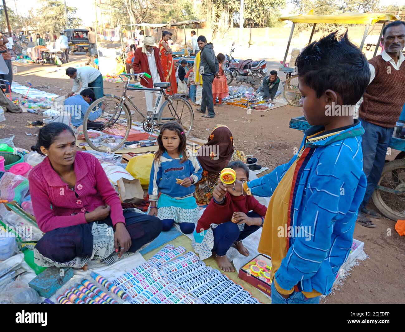 DISTRICT KATNI, INDIA - FEBRUARY 02, 2020: Indian poor children looking ...