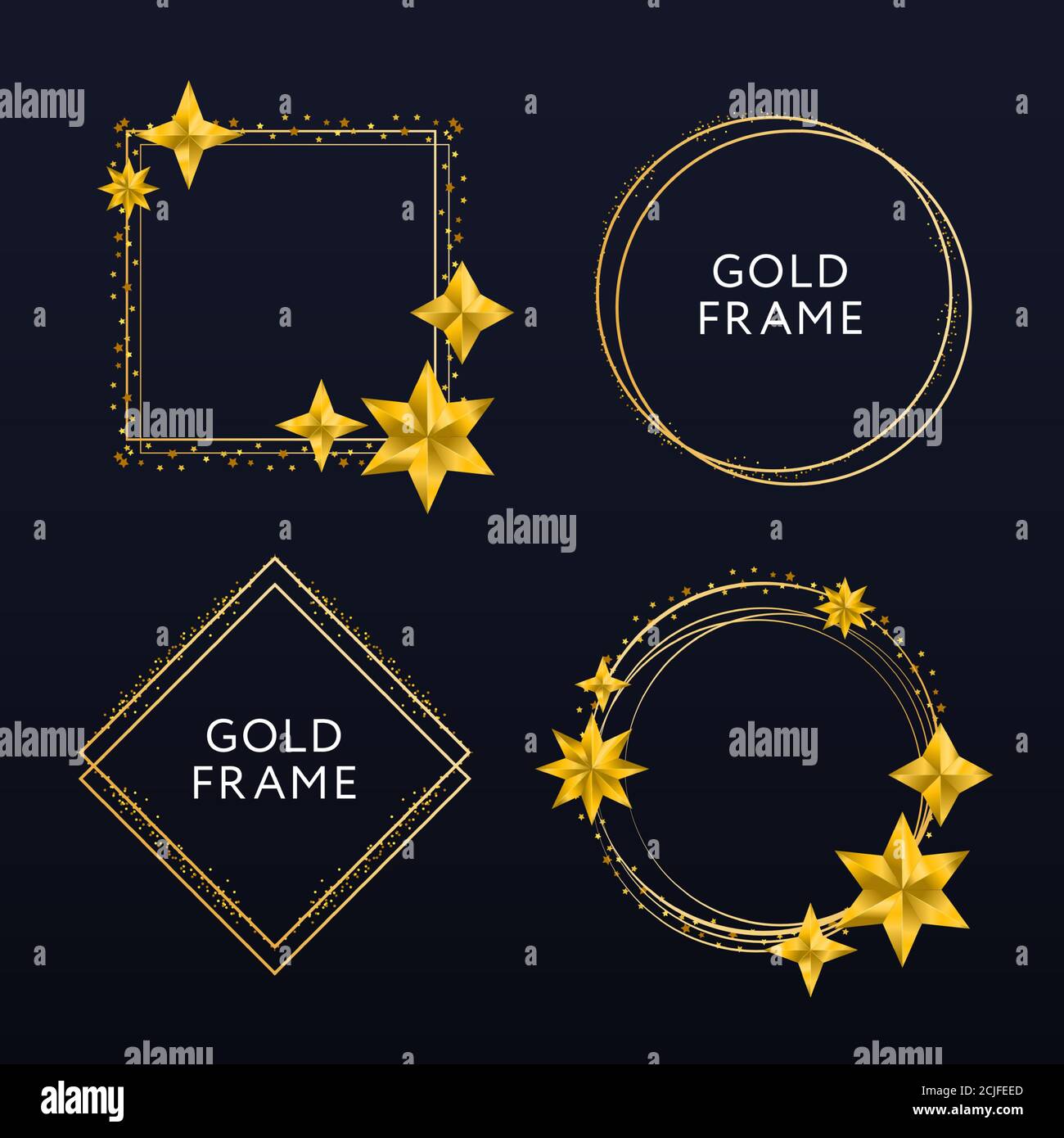 Vector golden frame. Shining rectangle banner. Isolated on black ...
