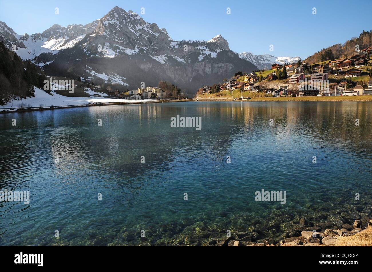 A chilly afternoon at the Eugenisee in Engelberg Stock Photo - Alamy