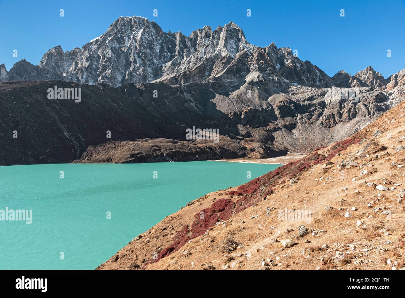 Phari Lapcha soaring above Gokyo Cho, also known as Dudh Pokhari Stock ...