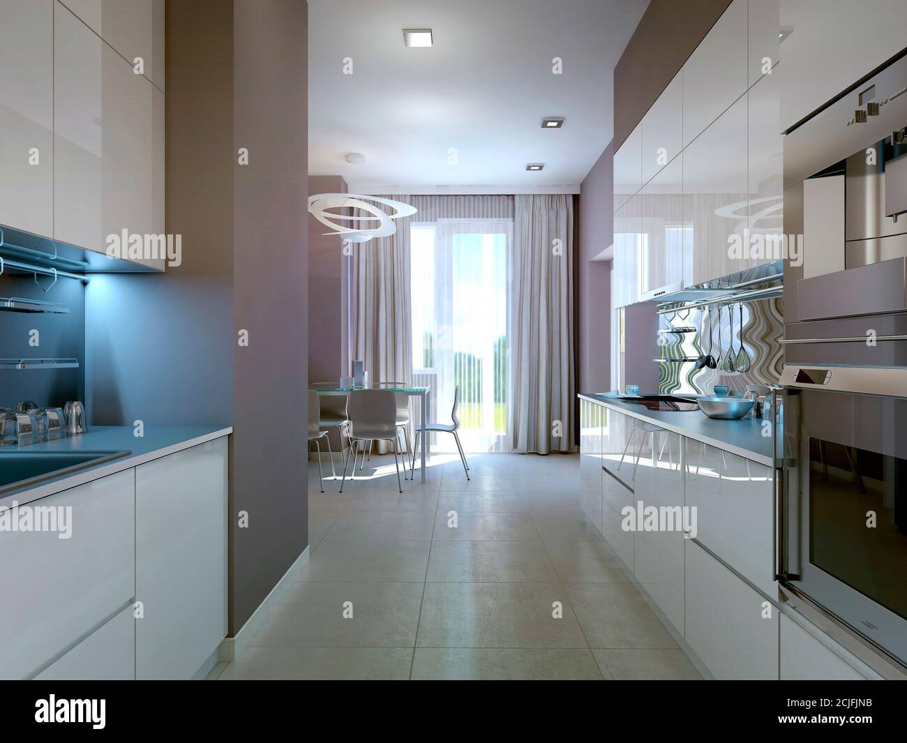 Modern kitchen interior, 3d images Stock Photo - Alamy