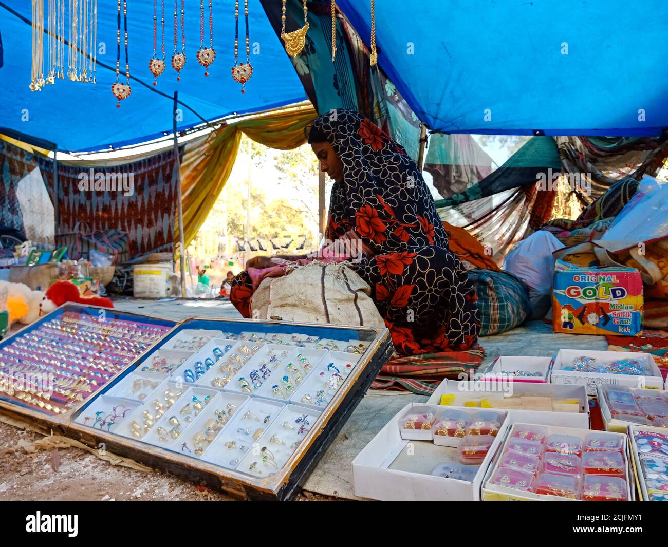DISTRICT KATNI, INDIA - FEBRUARY 02, 2020: Indian village woman selling ...