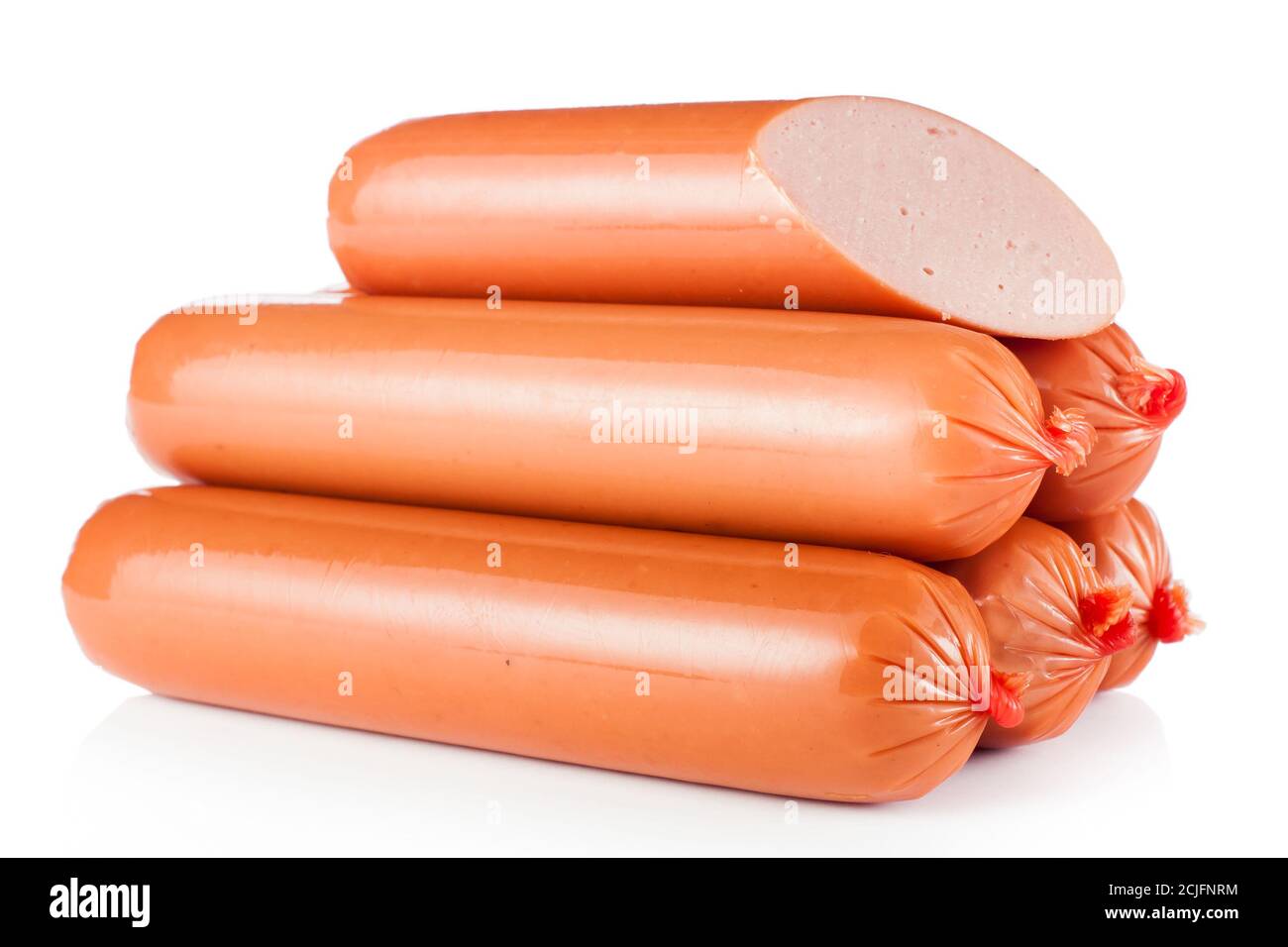 Fresh sausages isolated on white background Stock Photo - Alamy
